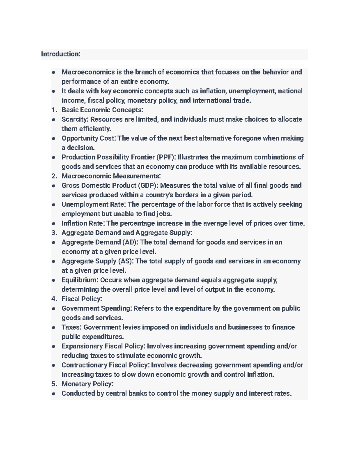 AP Macroeconomics Starter Guide: Key Concepts & Measurements - Studocu