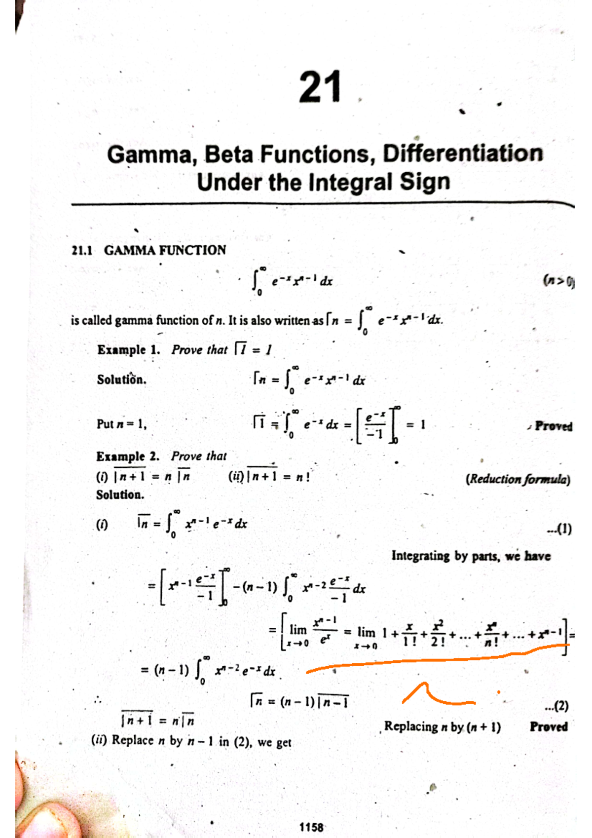 Gamma, beta function - 21 Gamma, Beta Functions, Differentiation Under the Integral Sign 21 ...