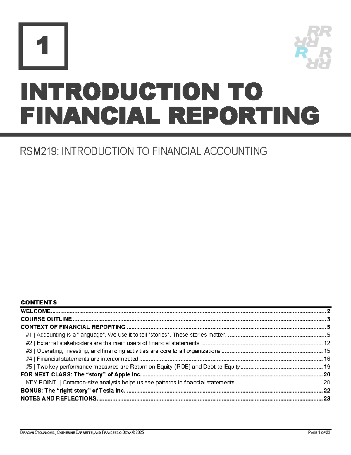 RSM219: Class 1 - Introducing Financial Accounting Workbook - Studocu