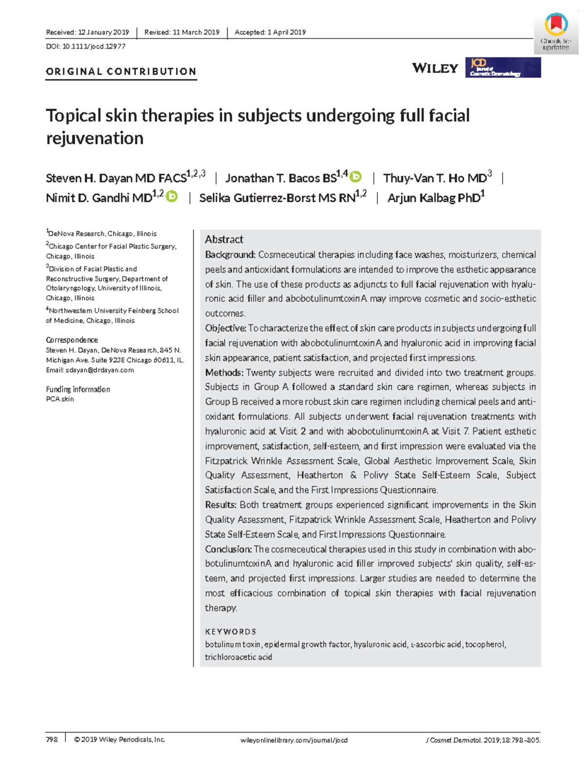 Topical Skin Therapies for Full Facial Rejuvenation: A Study (JCD 2019 ...