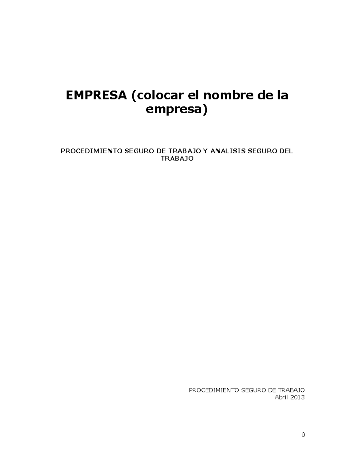 Modelo Práctico PTS: Procedimiento y Análisis Seguro del Trabajo - Studocu
