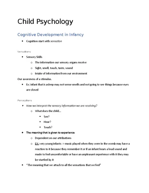 Child psych unit 2 piaget's theory of infant development - Child ...