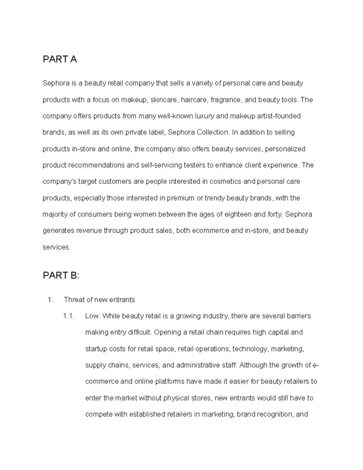Business Final Project: Analyzing Sephora's Operations and KPIs - Studocu