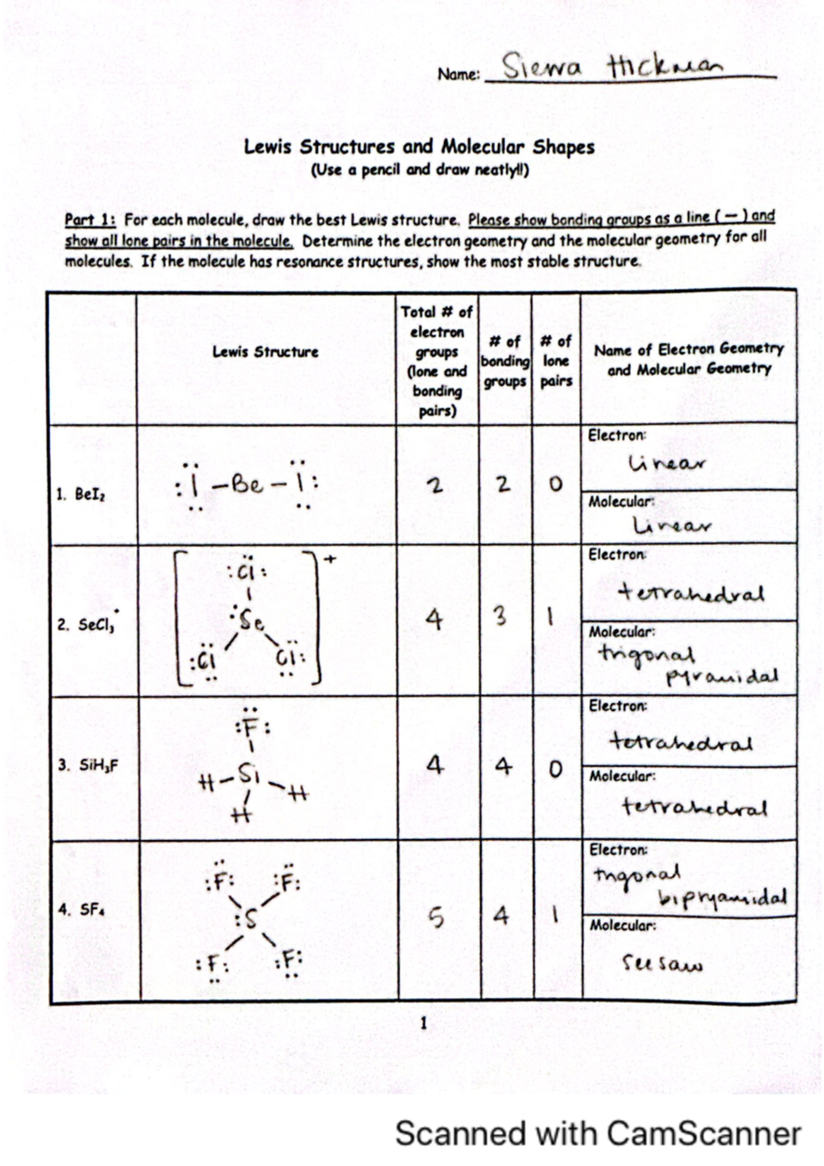 Chem 101: Lab 5 - Molecular Modeling & Lewis Structures Notes - Studocu