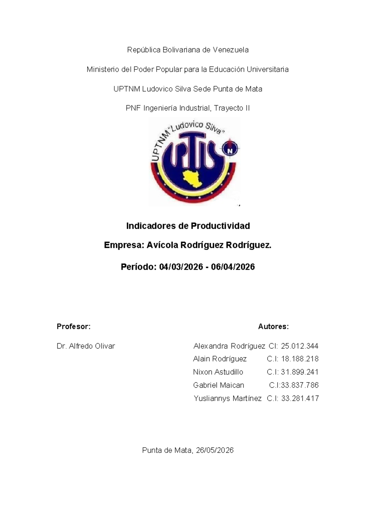 Indicadores de Productividad en Avícola Rodríguez Rodríguez - PNF II ...