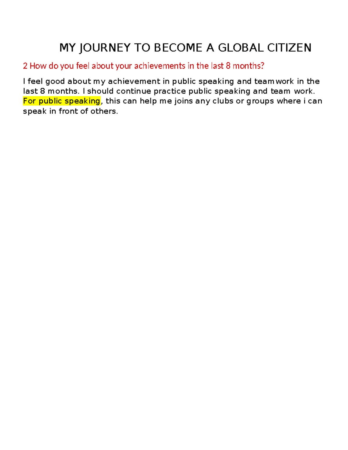 MY Journey TO Become A Global Citizen - Evidence at LUK - MY JOURNEY TO ...
