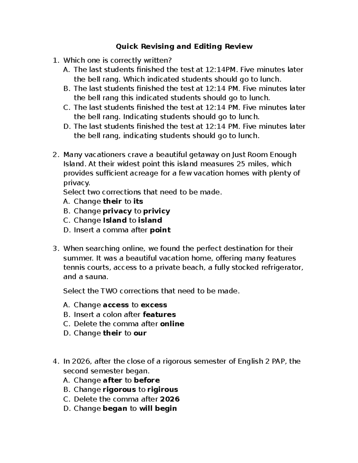 Quick Revising and Editing Review for English 2 PAP - Studocu