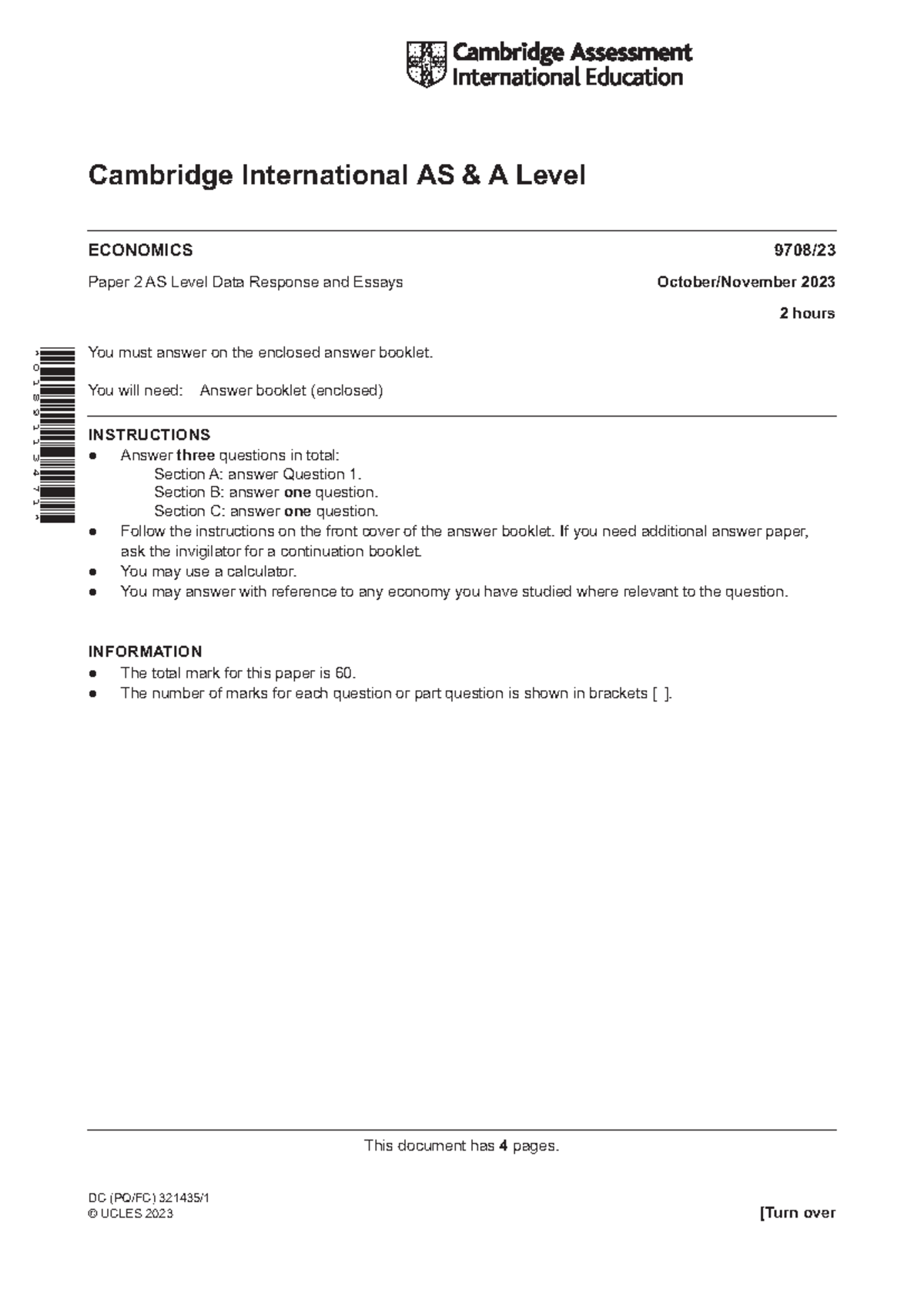 Cambridge International AS & A Level Economics 9708/23 Past Papers ...