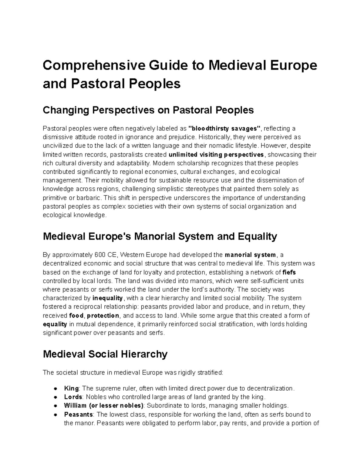 Comprehensive Guide to Medieval Europe: Political Authority & Social ...