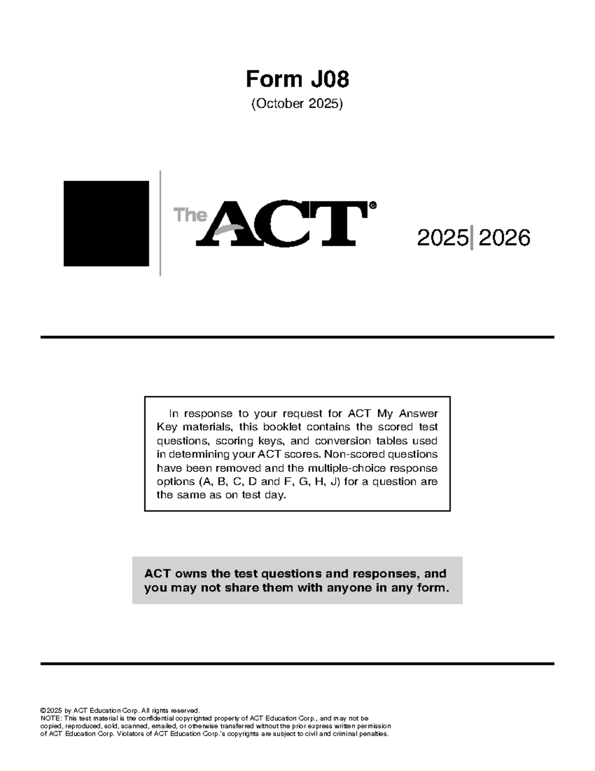 Enhanced ACT Answer Key & Practice Test (Course Code: 954076067) - Studocu