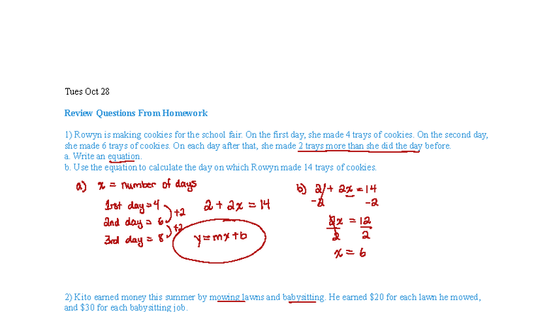 Math 101: Homework Review Questions - Oct 28, 2025 - Studocu