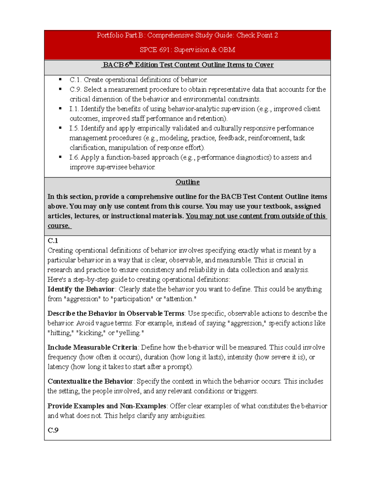 SPCE 691: Comprehensive Study Guide for Checkpoint 2 on Supervision ...