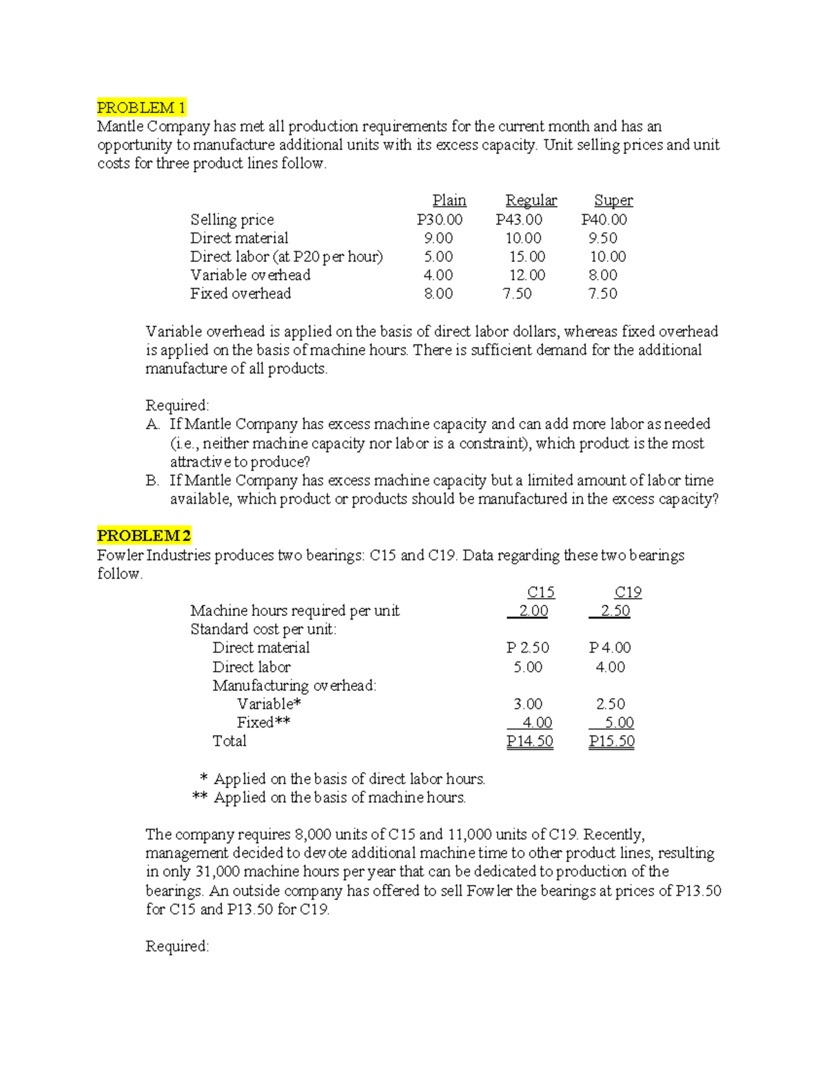 Relevant Cost Analysis Assignment 2023: Maximizing Production ...