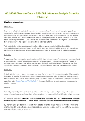 S3.09 Excellence exemplar - 91581 Investigate Bivariate Measurement ...
