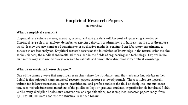 Empirical Research Papers Overview: Structure & Key Elements - Studocu