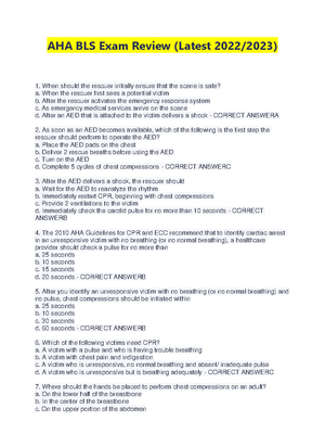 AHA BLS Exam A - BLS - Annotated Answer Key Basic Life Support Exam A ...