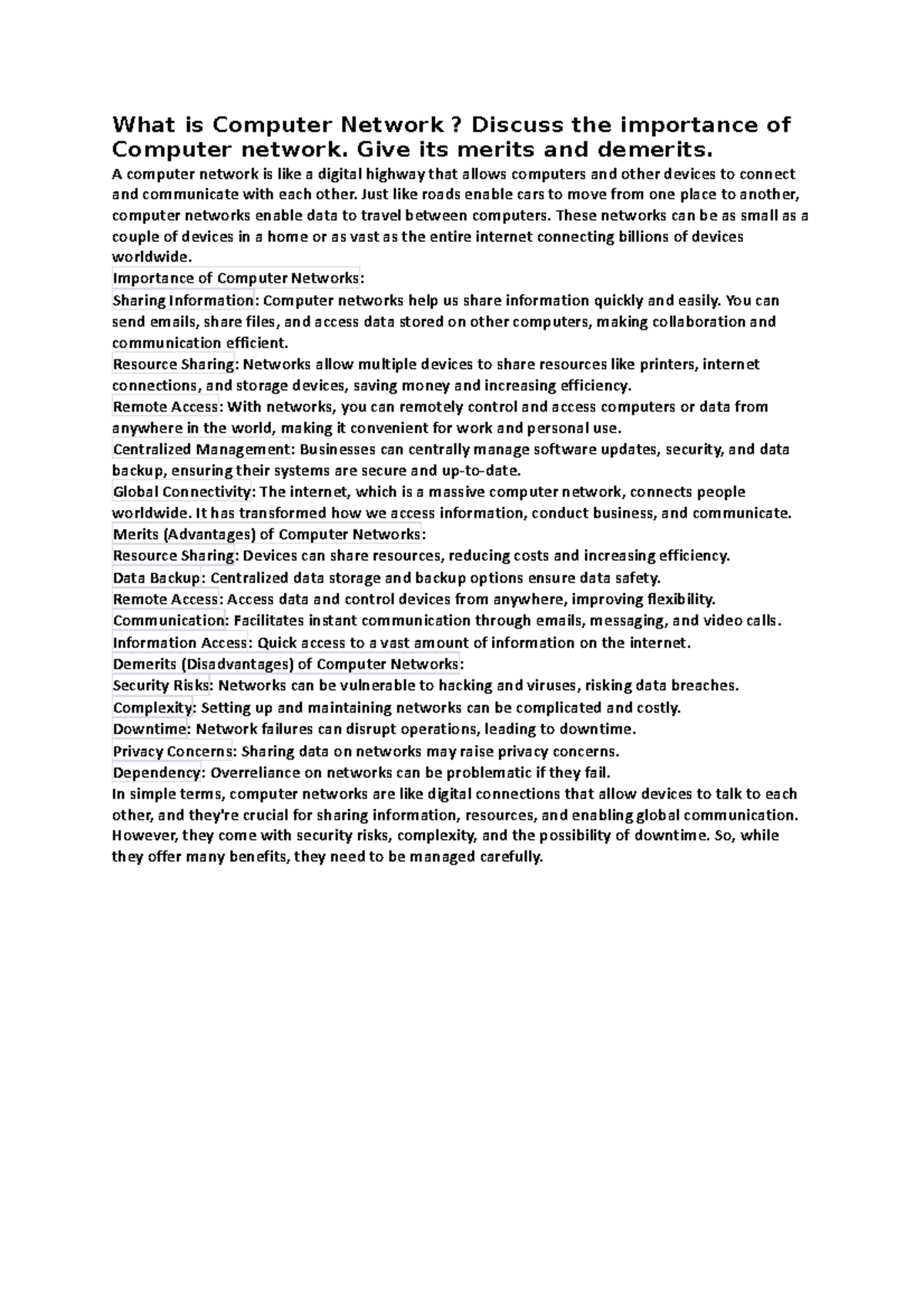 Computer Networks (CS101) - Comprehensive Study Notes and Overview ...