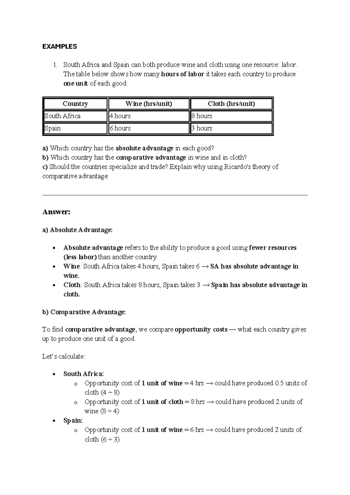 2.3. Chapter 2 Activity Q&A: Absolute & Comparative Advantage - Studocu