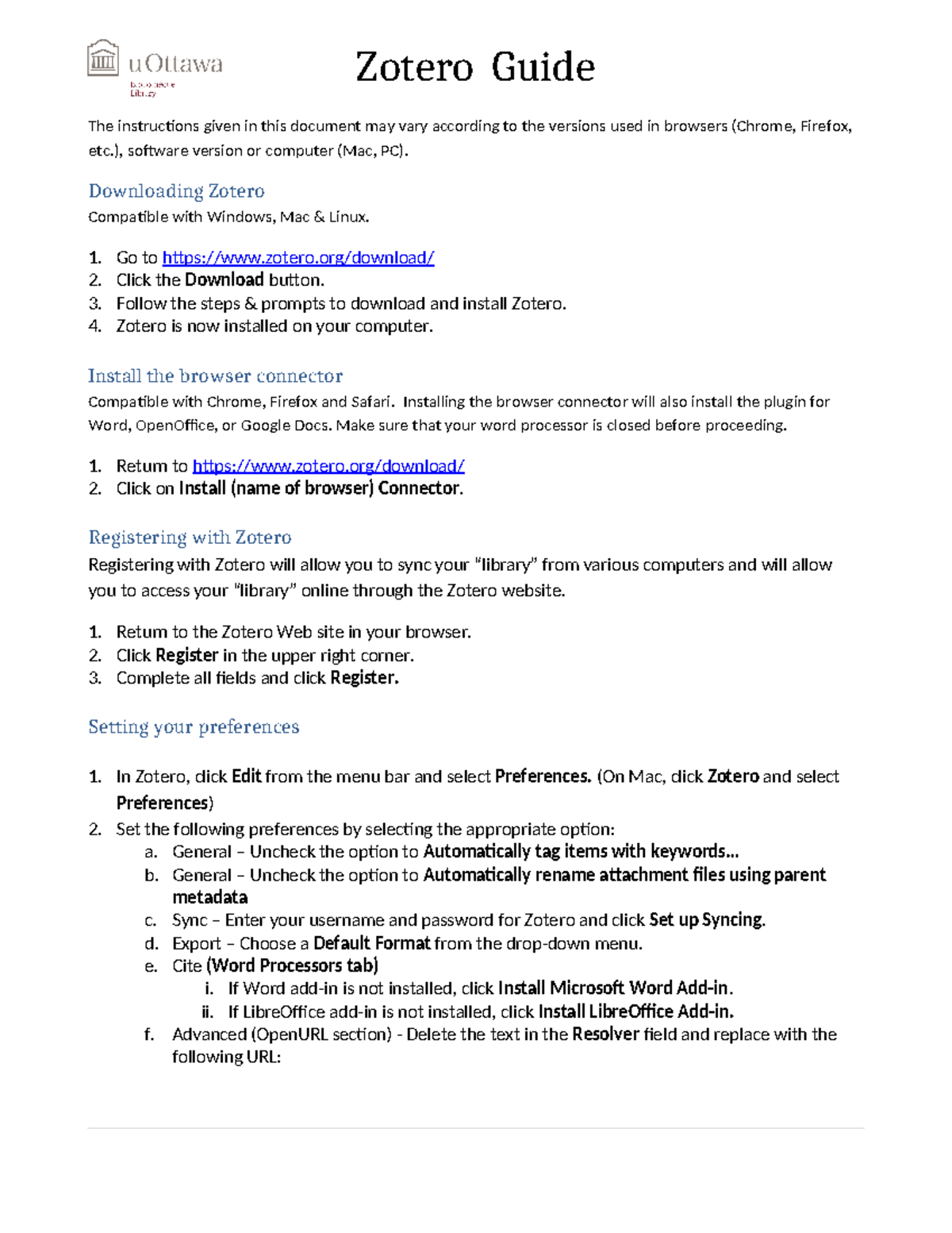 Zotero guide fall 2022 v2 - The instructions given in this document may ...