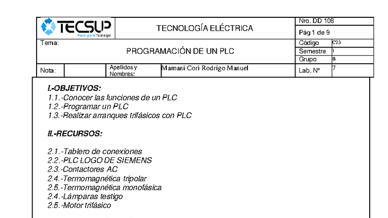 Laboratorio 07: Programación de PLC LOGO Siemens en Tecnología ...