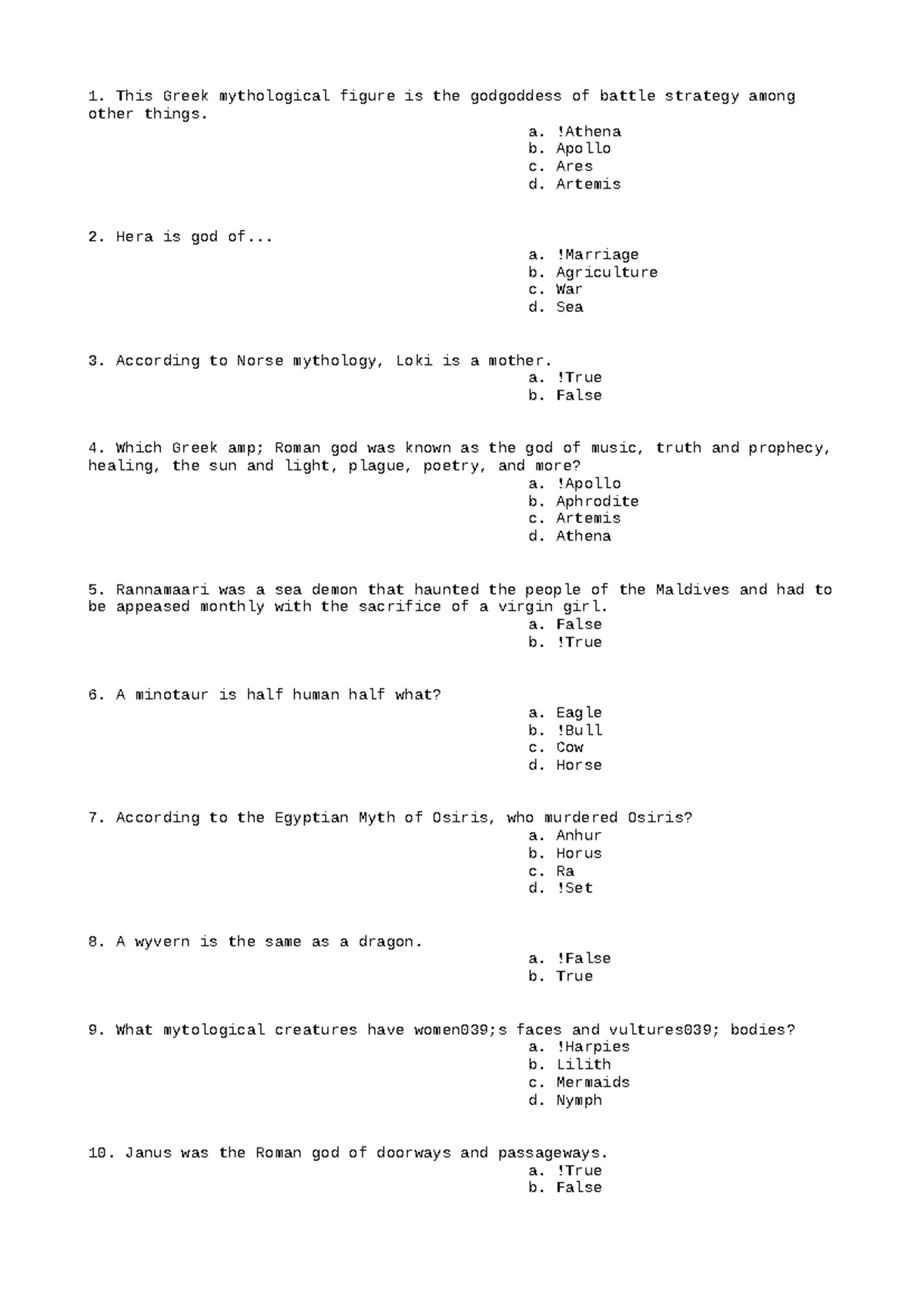 STAT Assessment 7: Greek and Norse Mythology Quiz Questions - Studocu