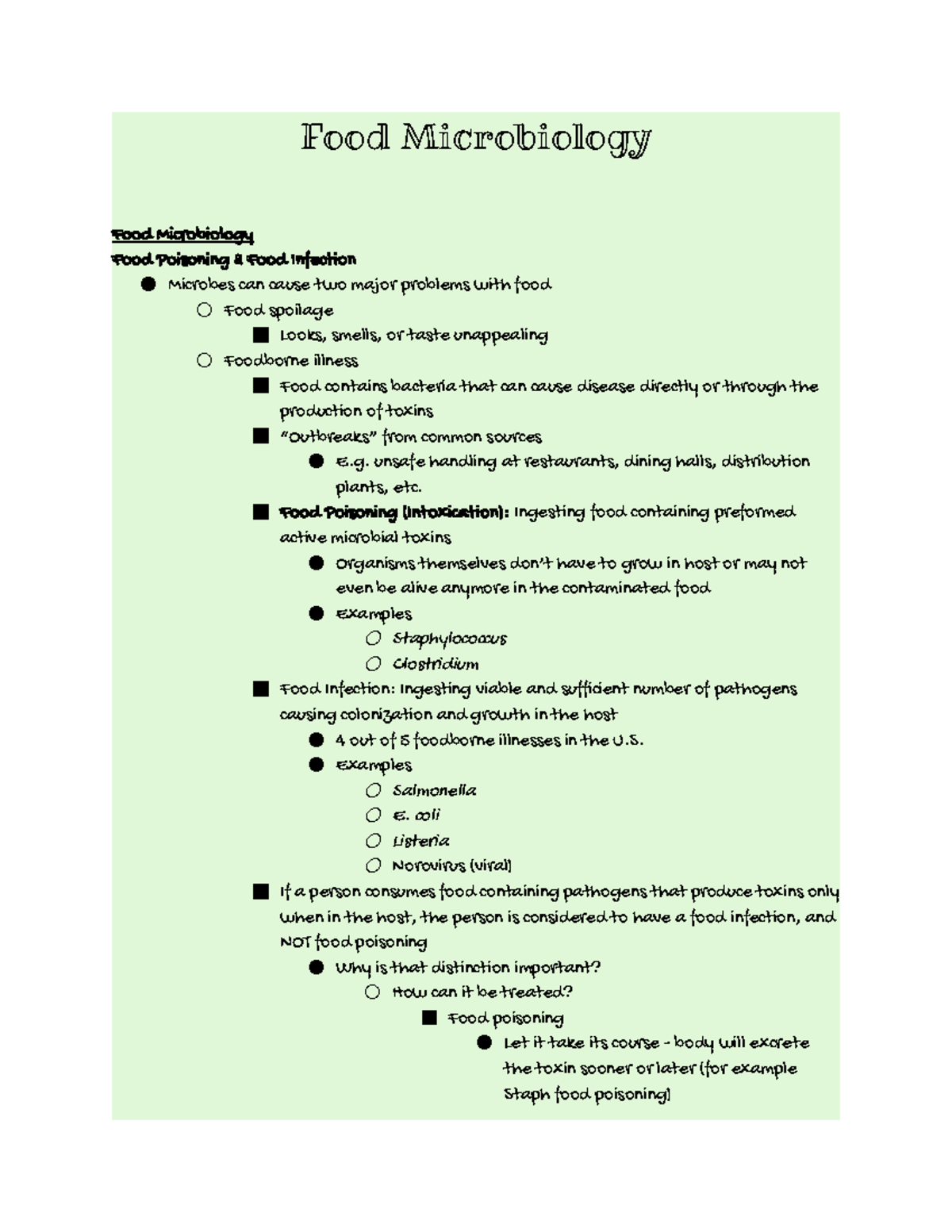 Food Microbiology - Lecture Notes on Foodborne Illnesses & Safety - Studocu