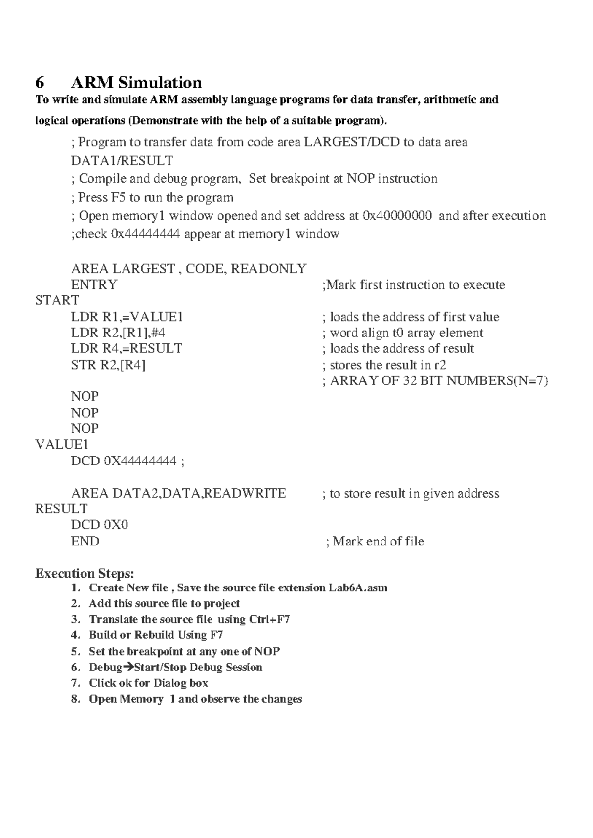 ARM A B - Advanced java class notes - 6 ARM Simulation To write and ...