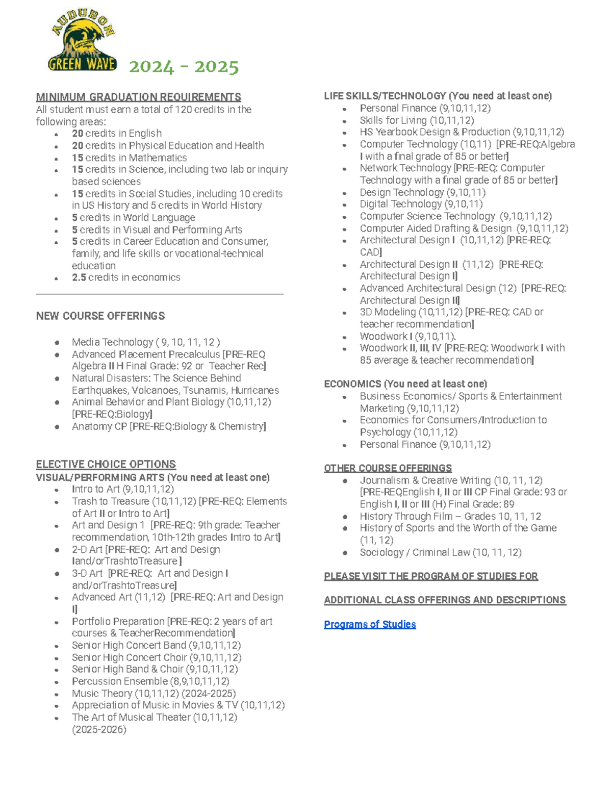 Course Selection Guide 2024-2025: Graduation Requirements & Offerings ...