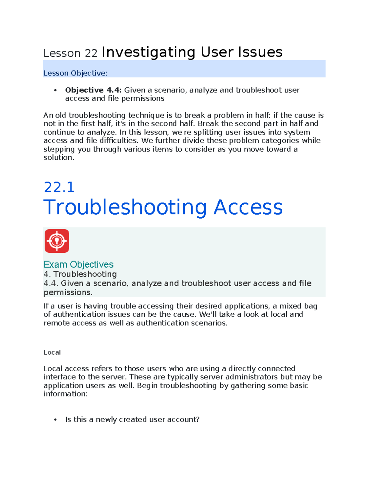 Linux User Access & File Permissions Troubleshooting - Lesson 22 Study Guide - Studocu