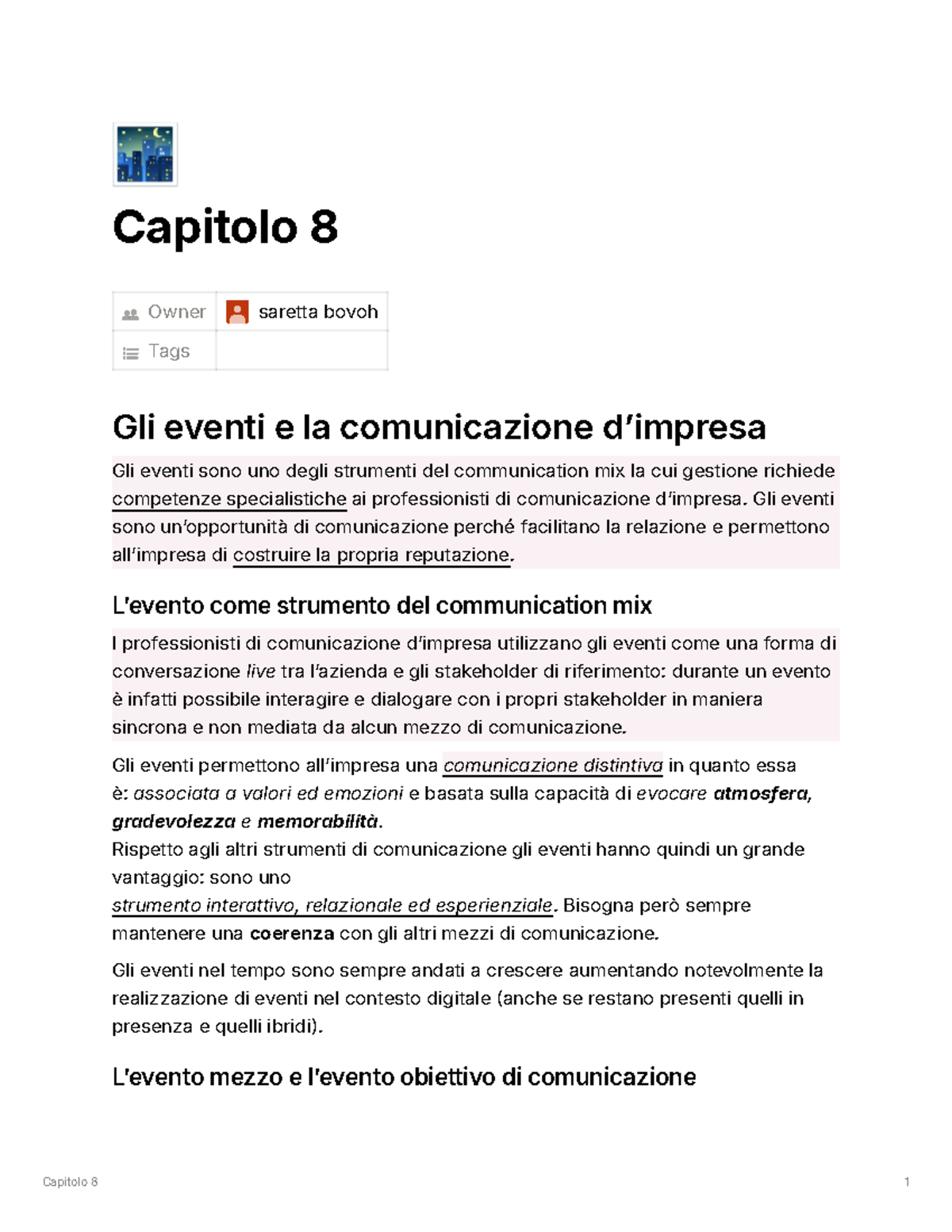 Capitolo 8: Gli Eventi e la Comunicazione d'Impresa nel Communication ...