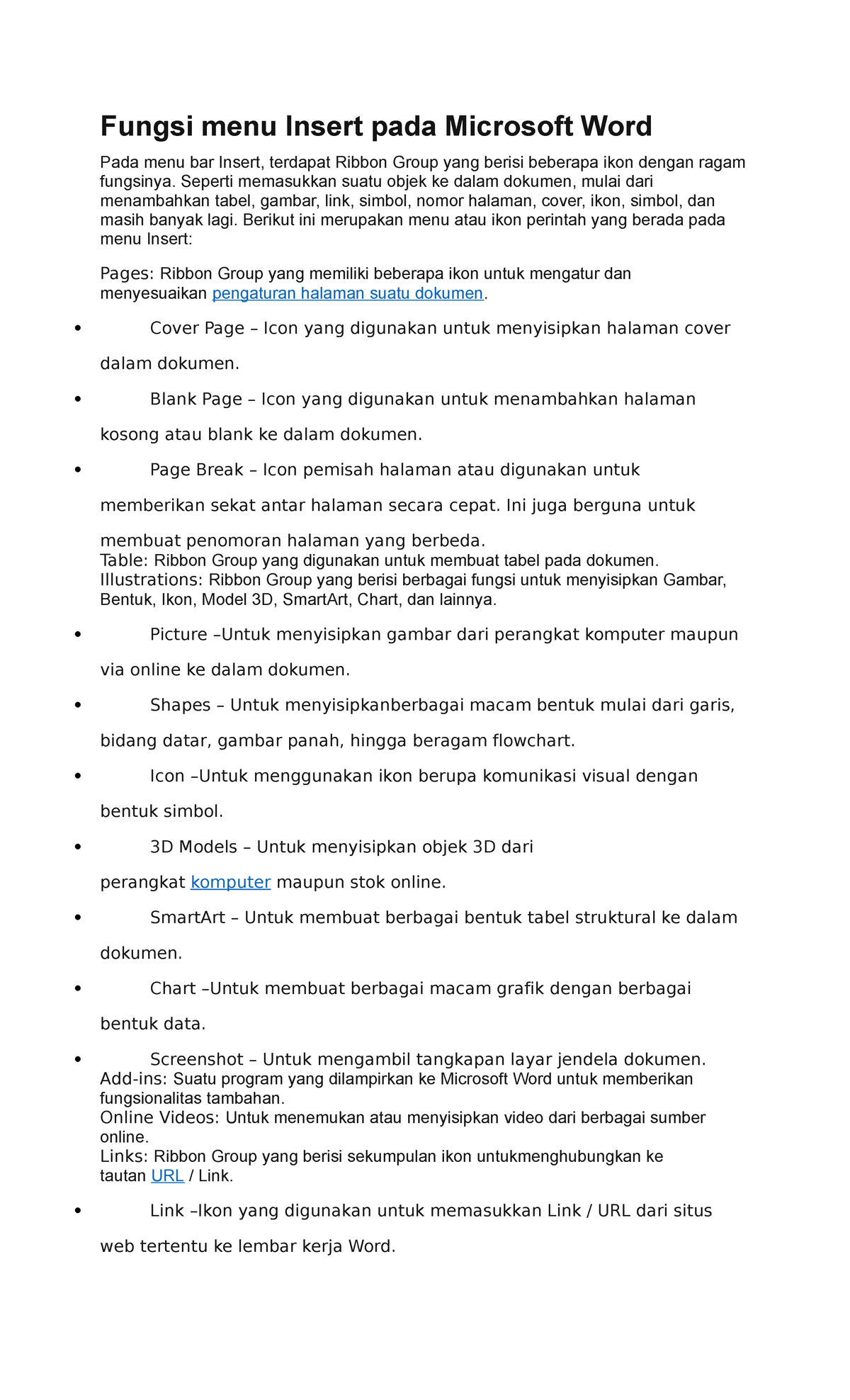 Fungsi Menu Insert di Microsoft Word: Panduan Lengkap dan Detail - Studocu