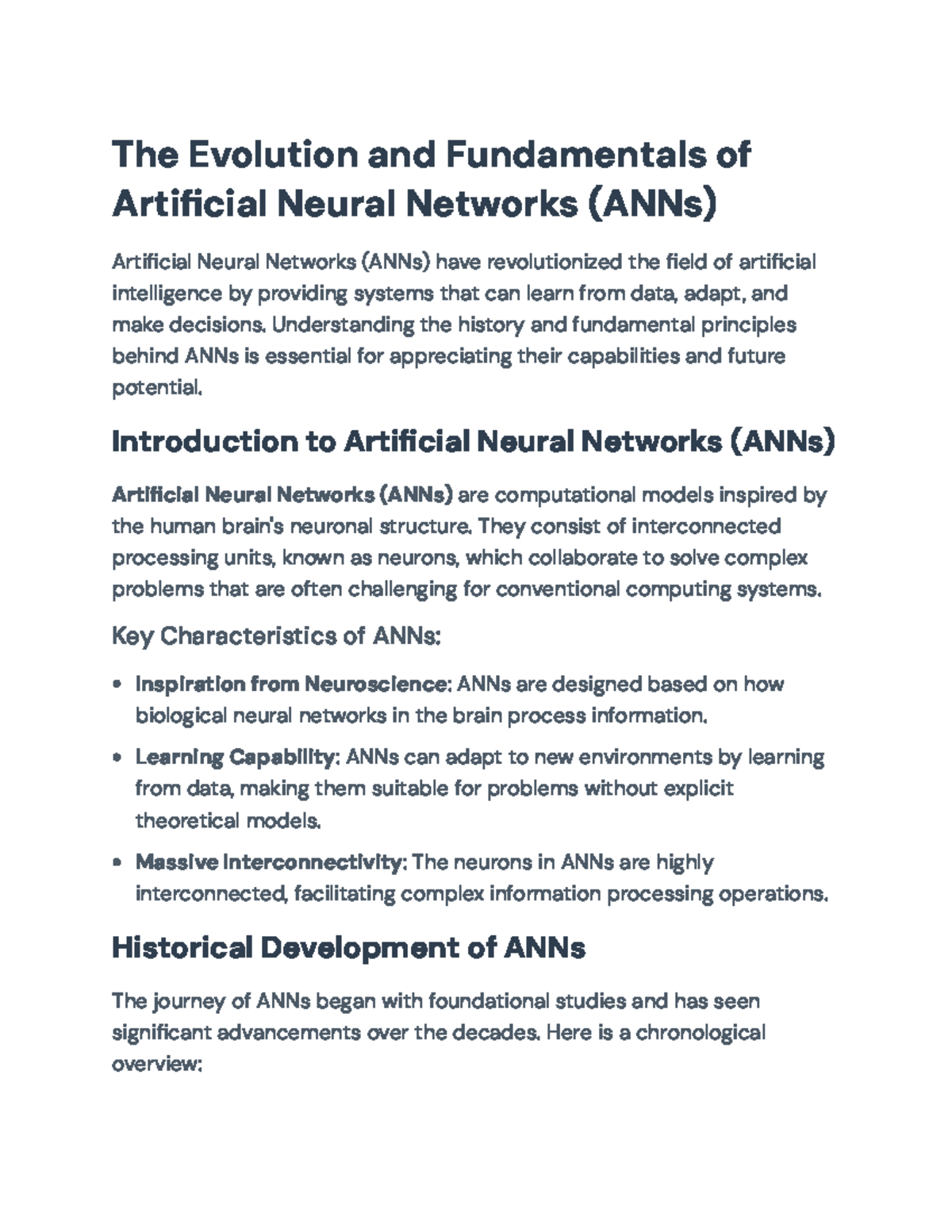 Evolution and Fundamentals of Artificial Neural Networks (ANNs) - The ...