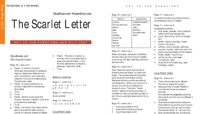 500188 RT - The Scarlet Letter Reading Training & Exercises Key - Studocu