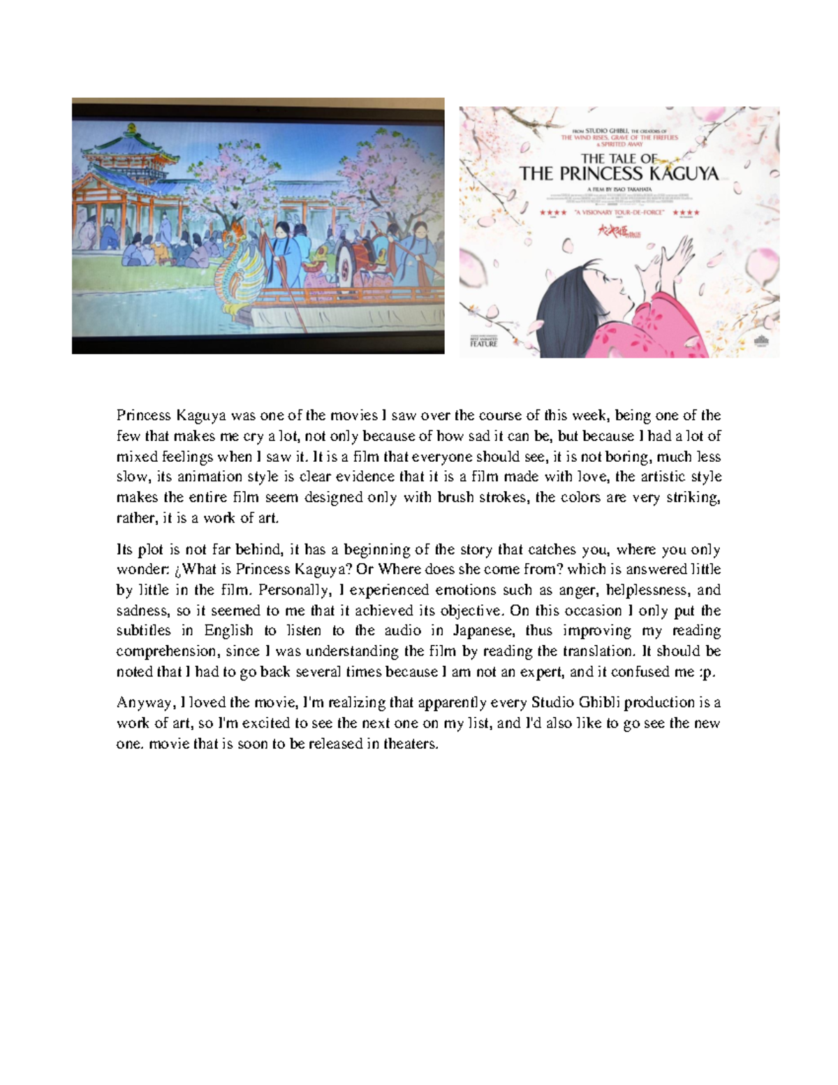 Princess Kaguya - Movie Review & Reflection - Studocu