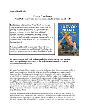 Born a Crime Notes - summary of the book by chapter - Structure: 3 ...