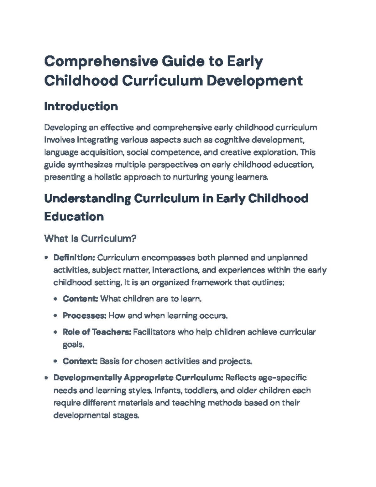 Comprehensive Guide to Early Childhood Curriculum Development ...