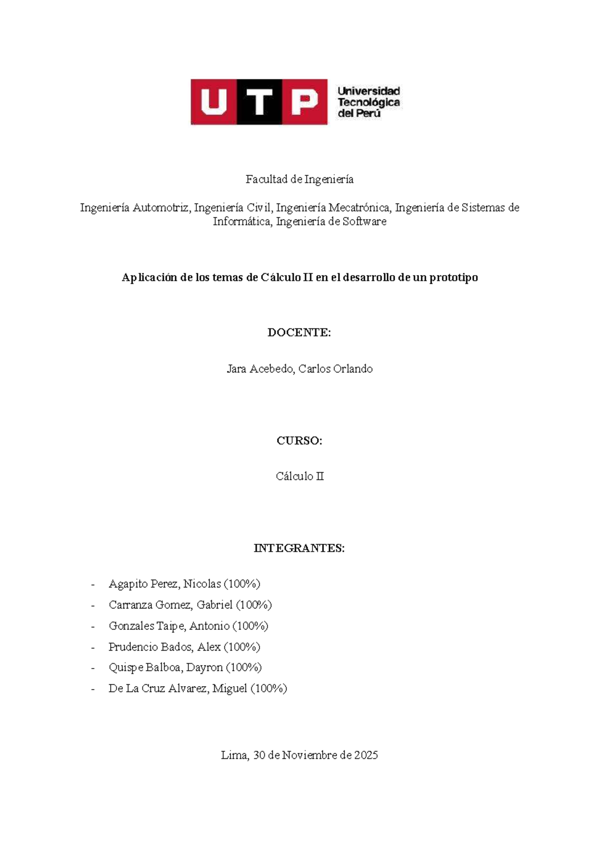 Informe Final Cálculo II - Aplicaciones en Prototipos - Studocu