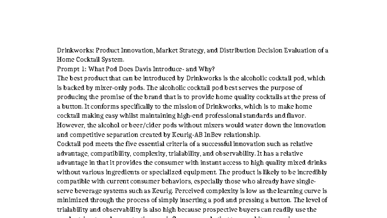 Drinkworks: Home Cocktail System Innovation & Market Strategy Analysis ...