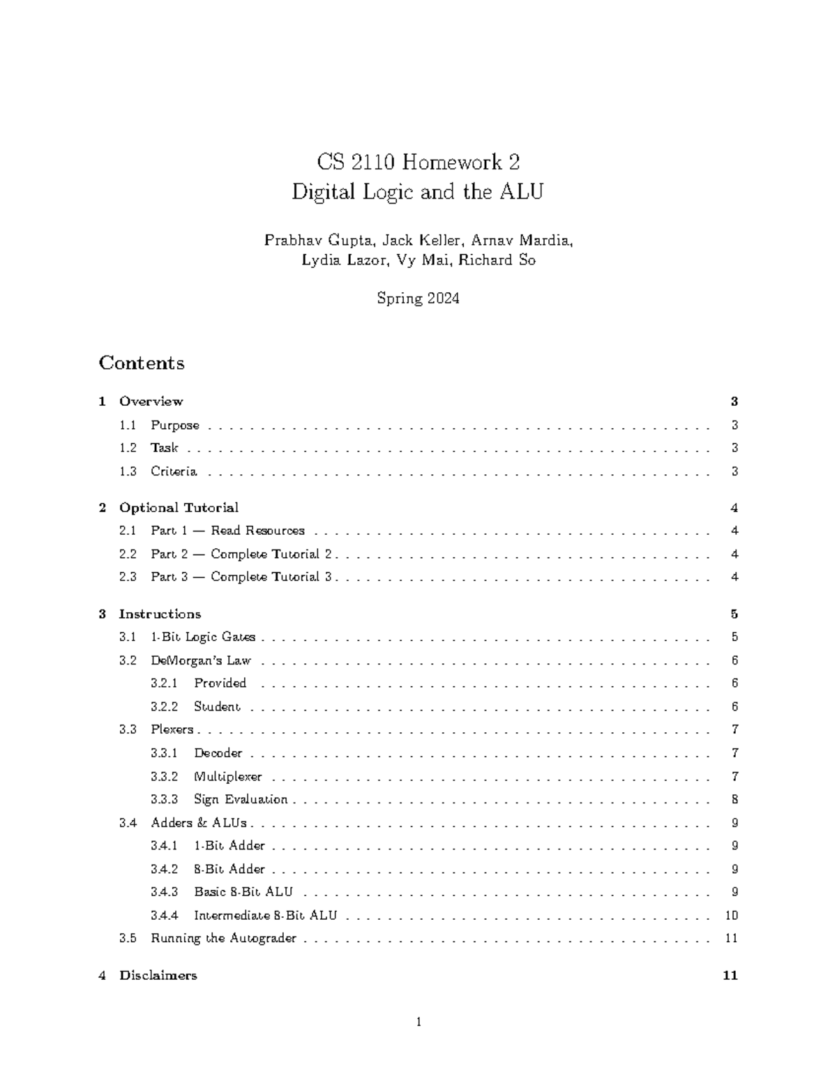 CS 2110 Homework 2 - Digital Logic & ALU Design Details - Studocu