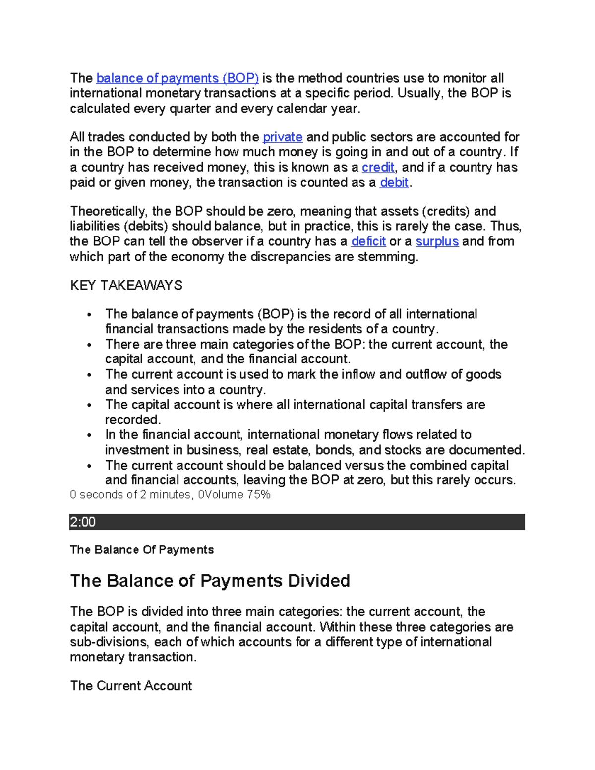 Balance of Payments (BOP) - Comprehensive Study Notes - Studocu