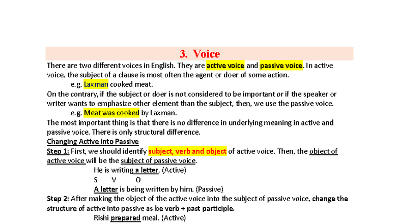 3. Voice: Understanding Active and Passive Structures - XYZ - Studocu