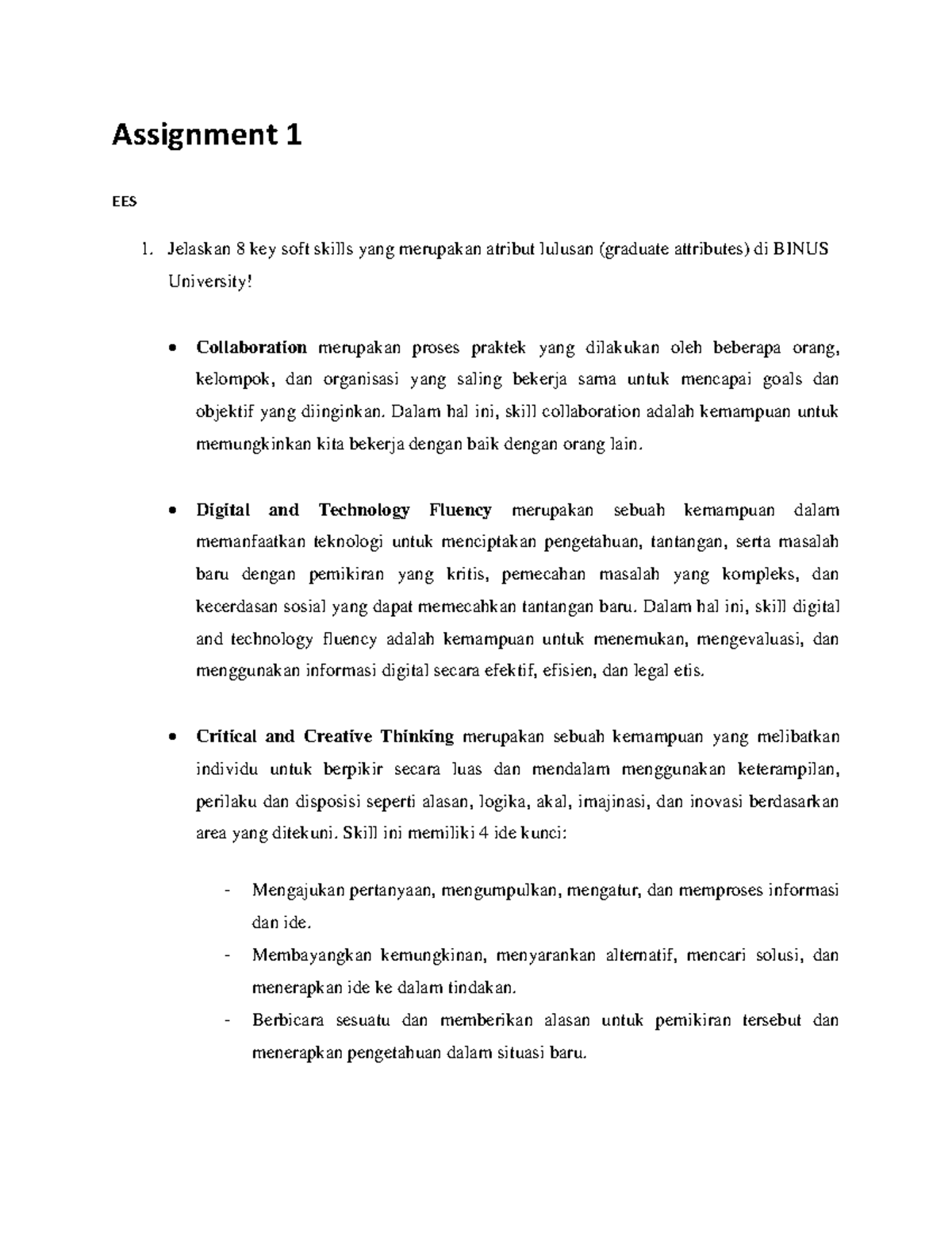 Assignment 1: 8 Key Graduate Attributes in EES Course (EES-IN) - Studocu