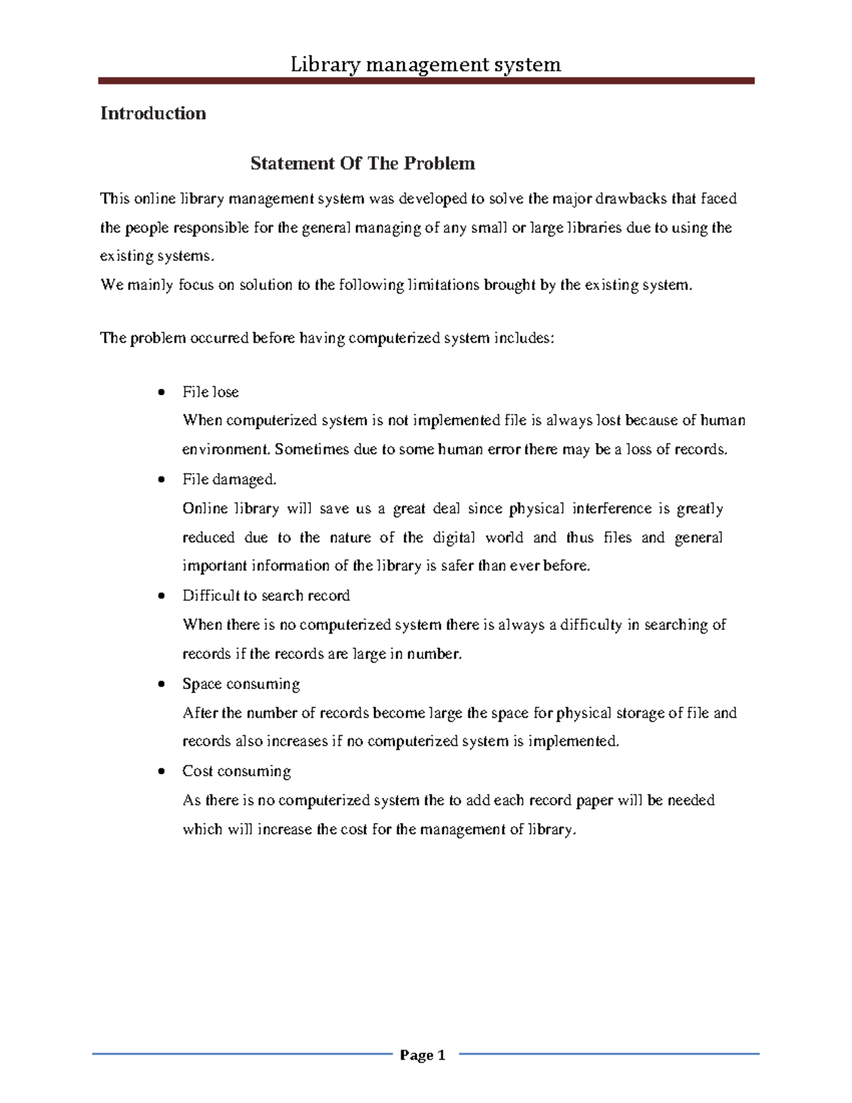 Library Management System Project Proposal and Analysis (COMP123) - Studocu