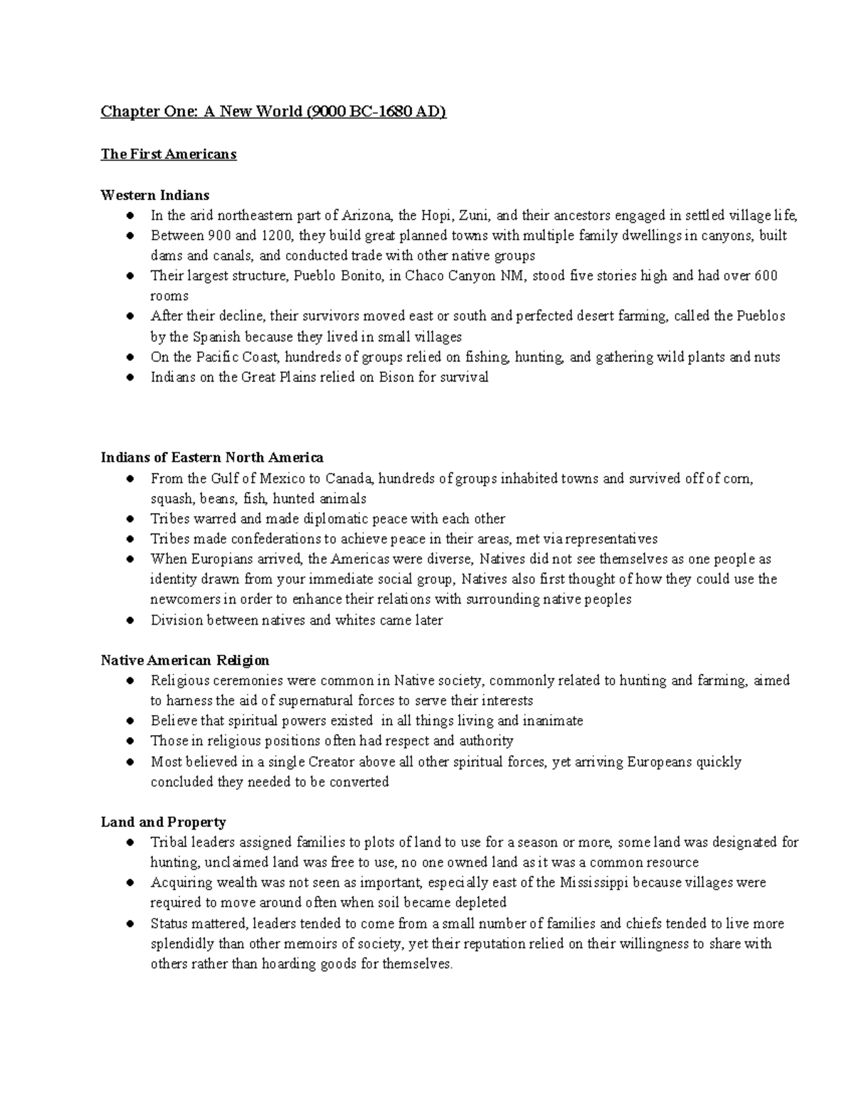 APUSH CH 1: Notes on Native Cultures & European Contact (9000 BC-1680 ...