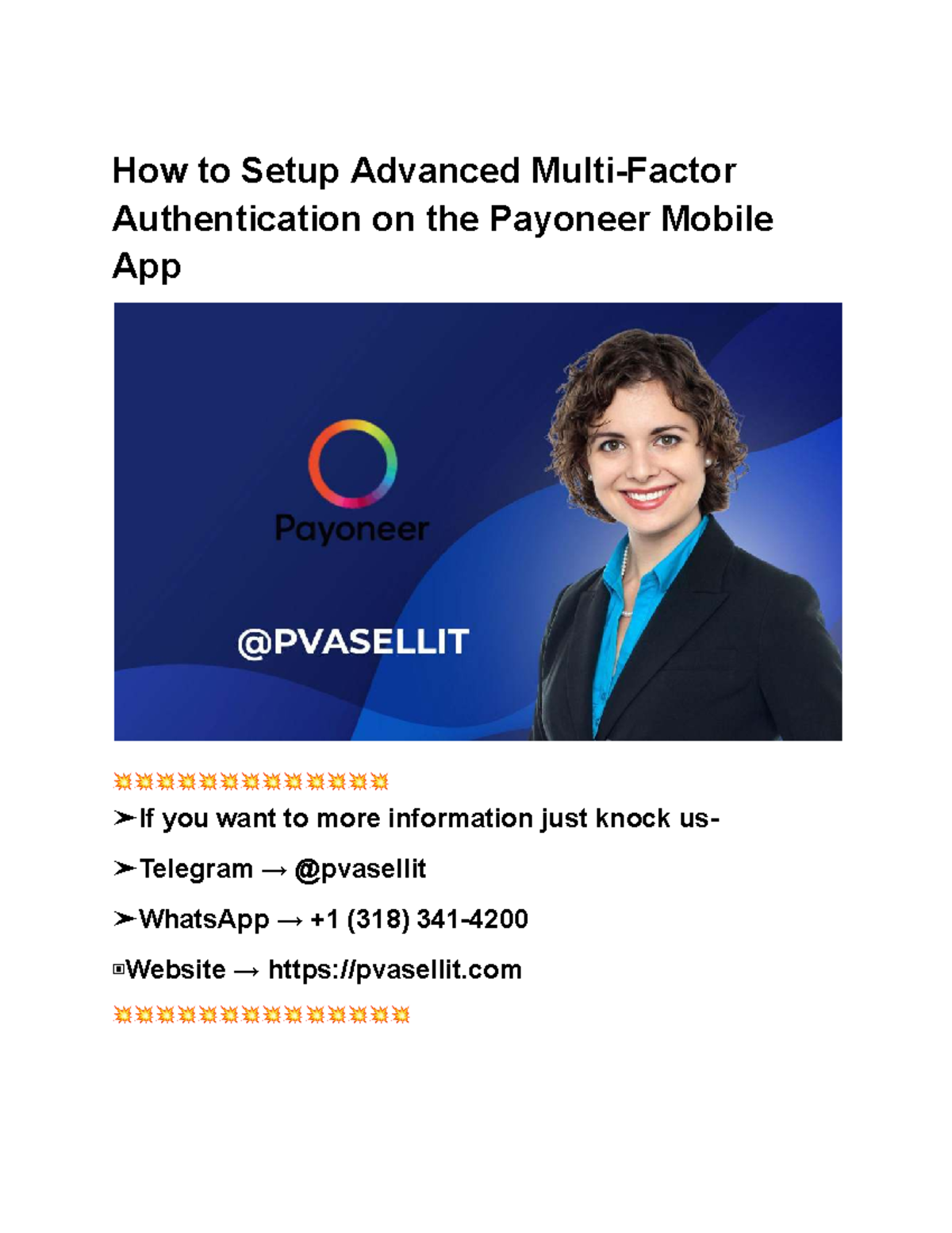 How to Setup Advanced MFA on the Payoneer Mobile App (318) - Studocu
