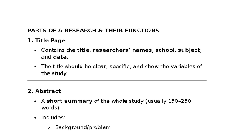 Research Components and Their Functions: A Comprehensive Guide - Studocu