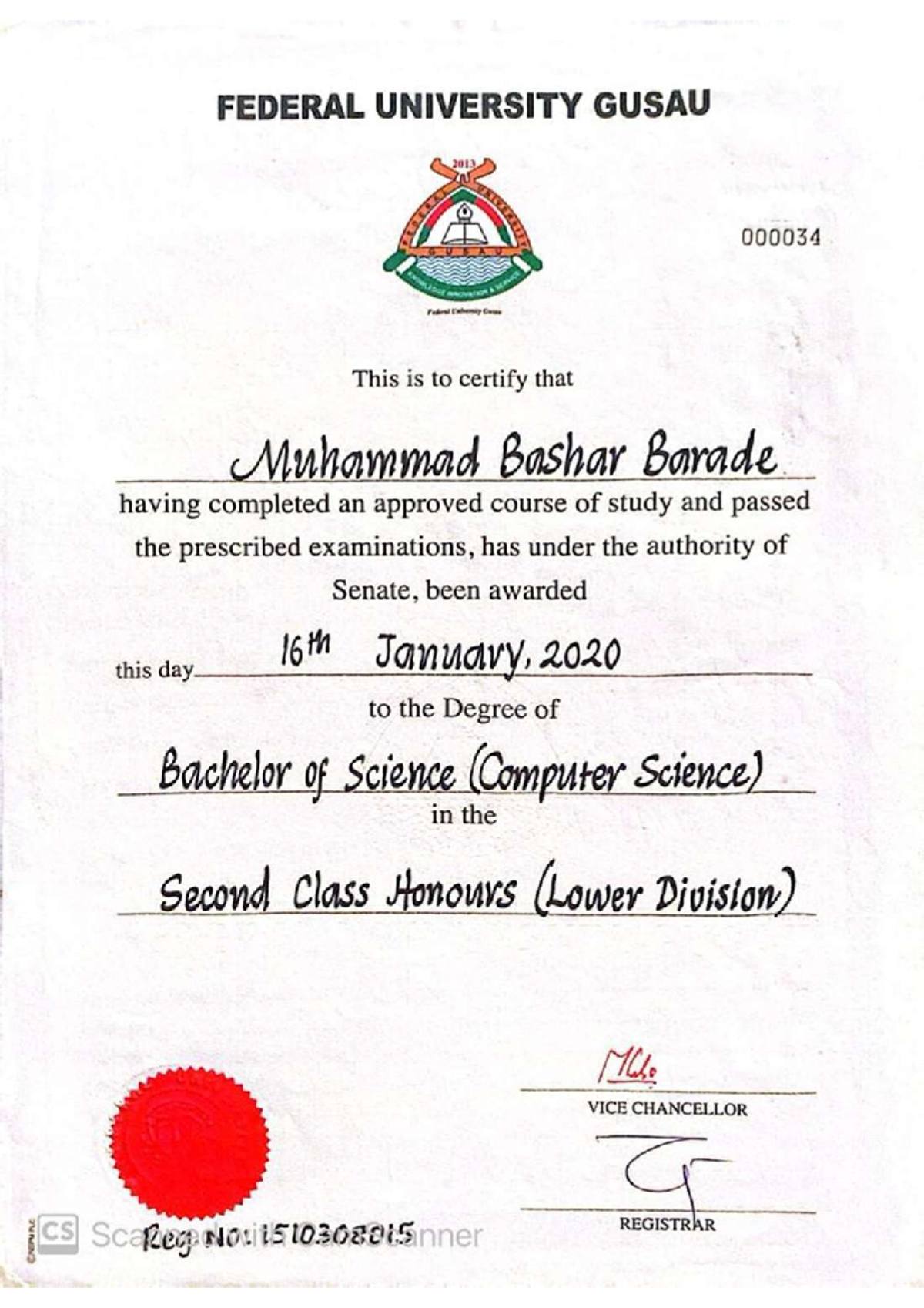 BSC Certification Document - CS Course Completion & Grades - Studocu