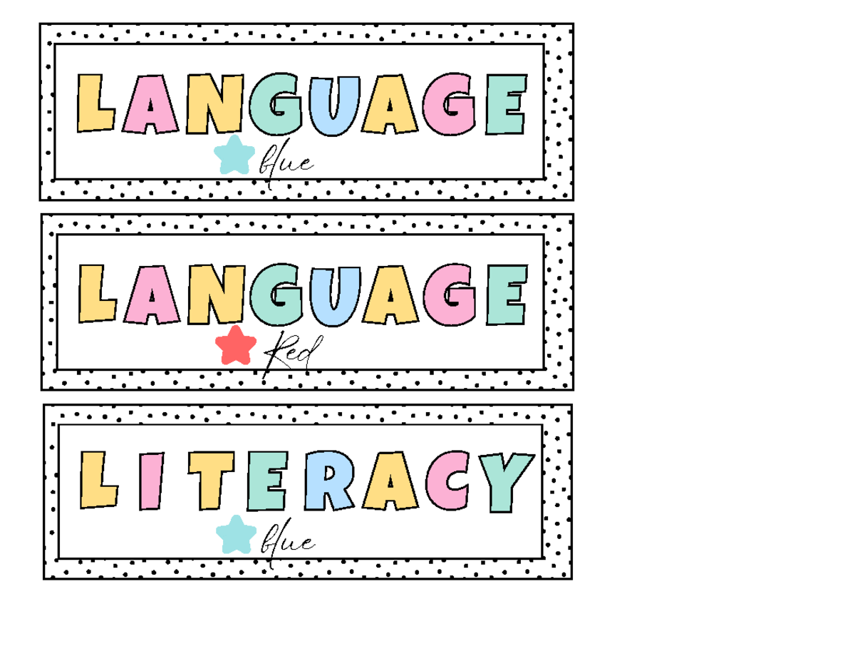 Language Literacy and Skills: Student Name Labels (Colorful) - Studocu