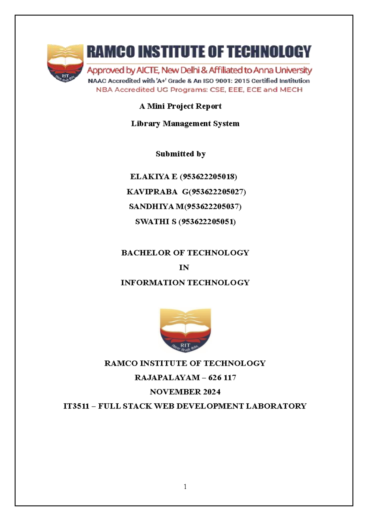 Library management system project report for IT3511 full stack lab - Studocu