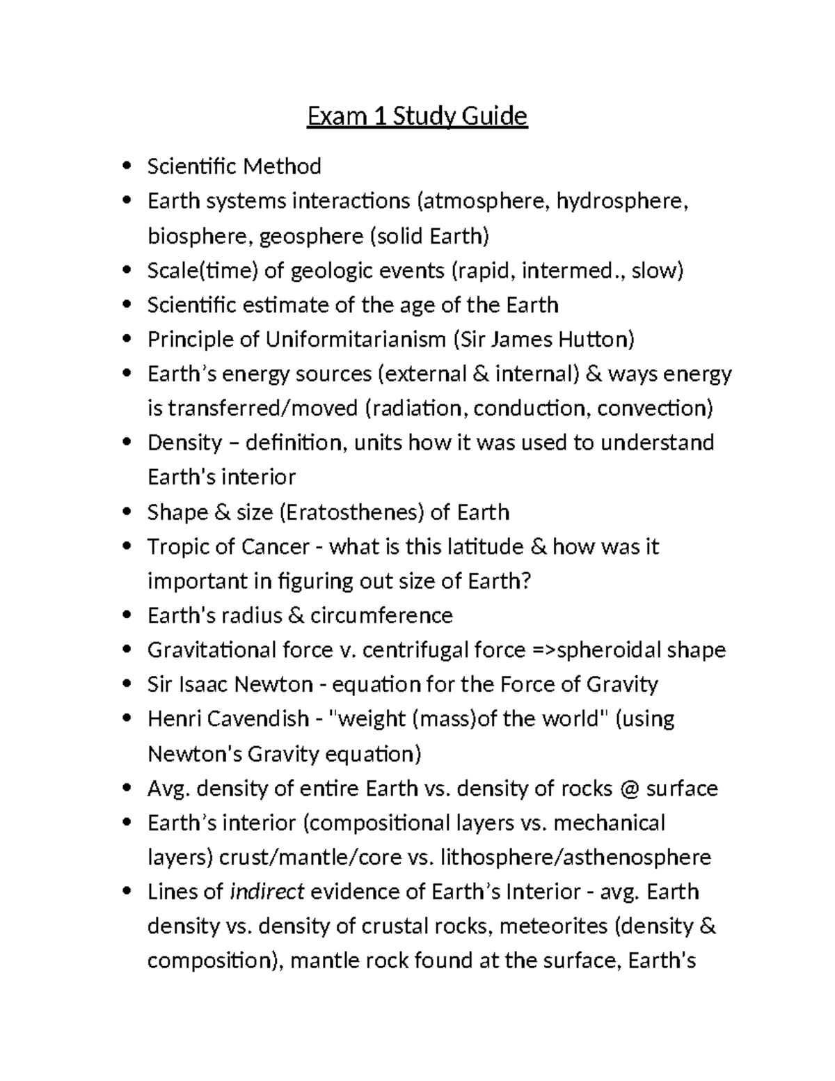 Earth Science 101: Exam 1 Study Guide on Scientific Method & Earth ...